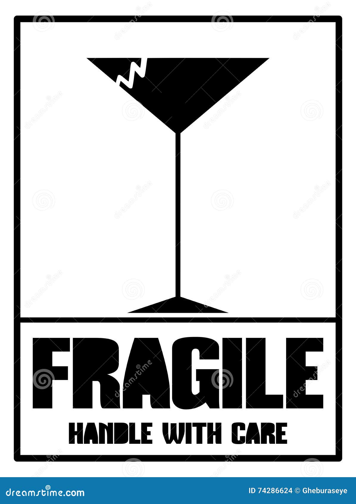 Fragile Label in Black Isolated Stock Vector - Illustration of glass ...
