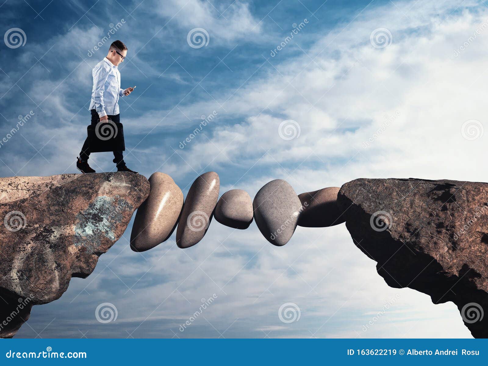 Traveler Walking on a Unsafe Path between Stock Image - Image of goal ...