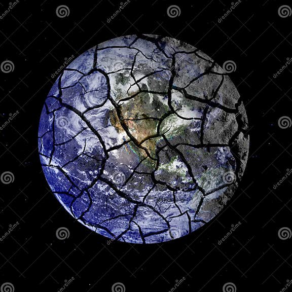 Fragile Planet Earth Cracking Apart in Outer Space Stock Illustration ...