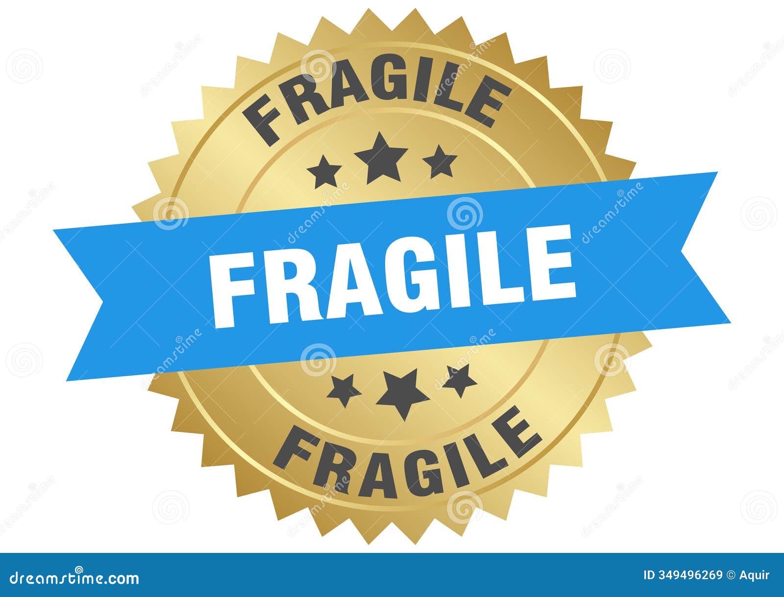 Fragile. Fragile Round Blue and Gold Label Isolated on Transparent ...