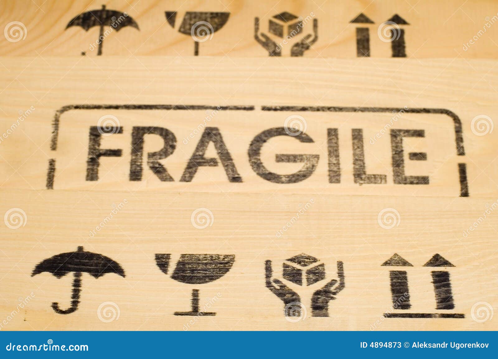 Fragile sign on wood stock image. Image of shipping, container - 4894873