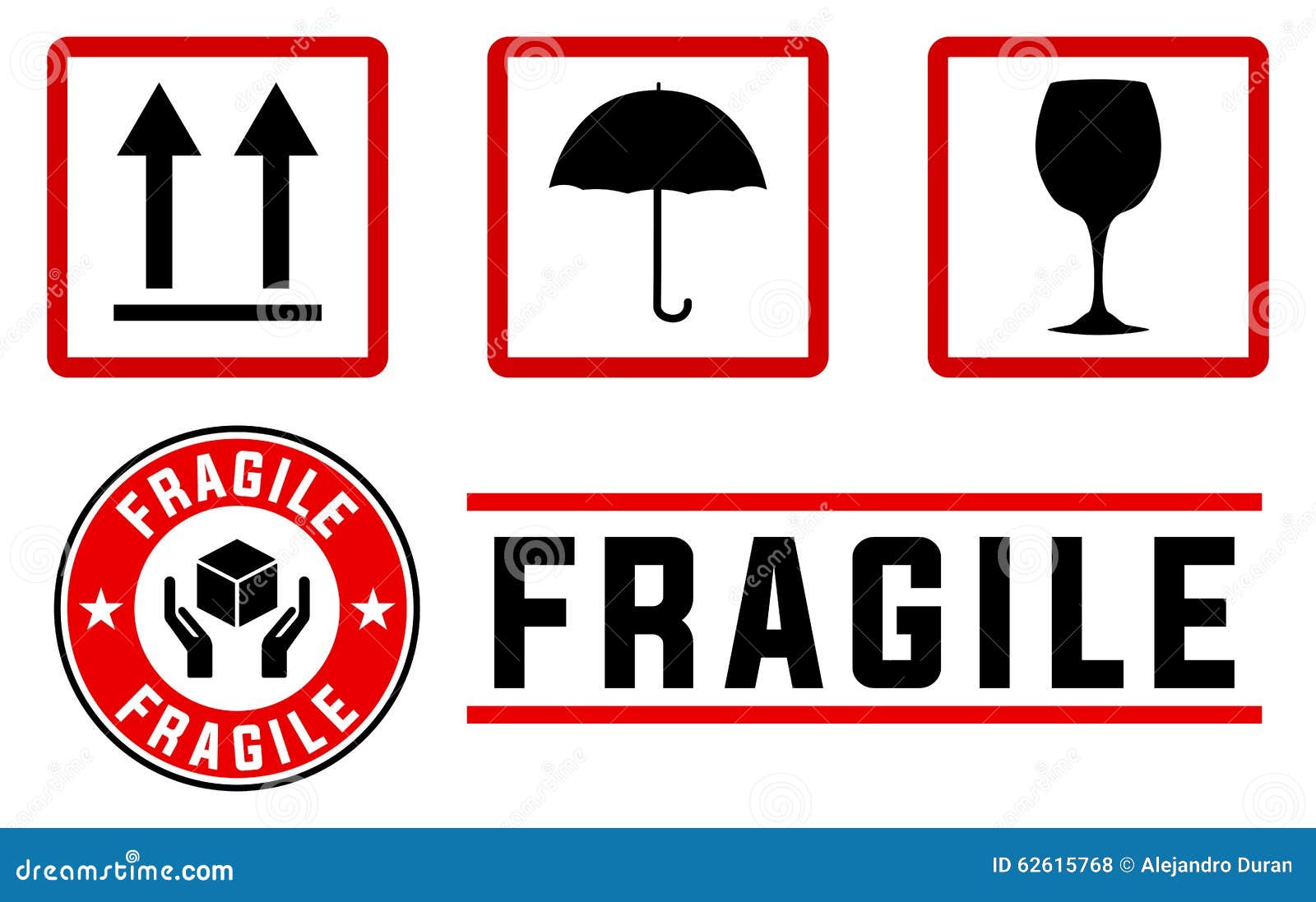 Fragile signs and stamps stock vector. Illustration of freight - 62615768