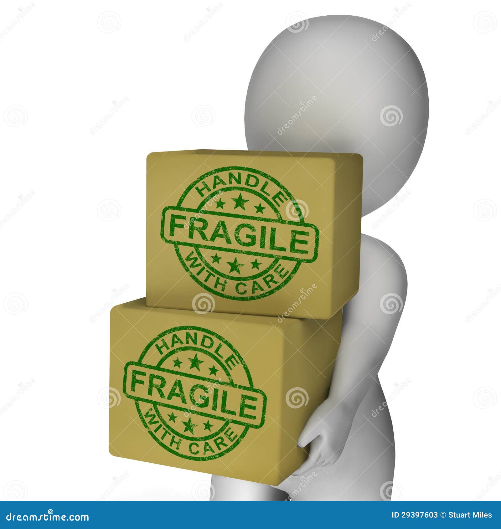 Fragile Stamp on Boxes Showing Breakable or Delicate Products Stock ...