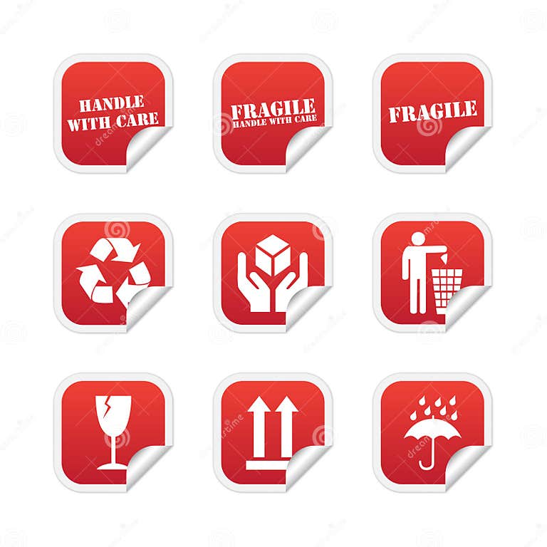 Fragile stickers stock vector. Illustration of pack, corner - 25698376