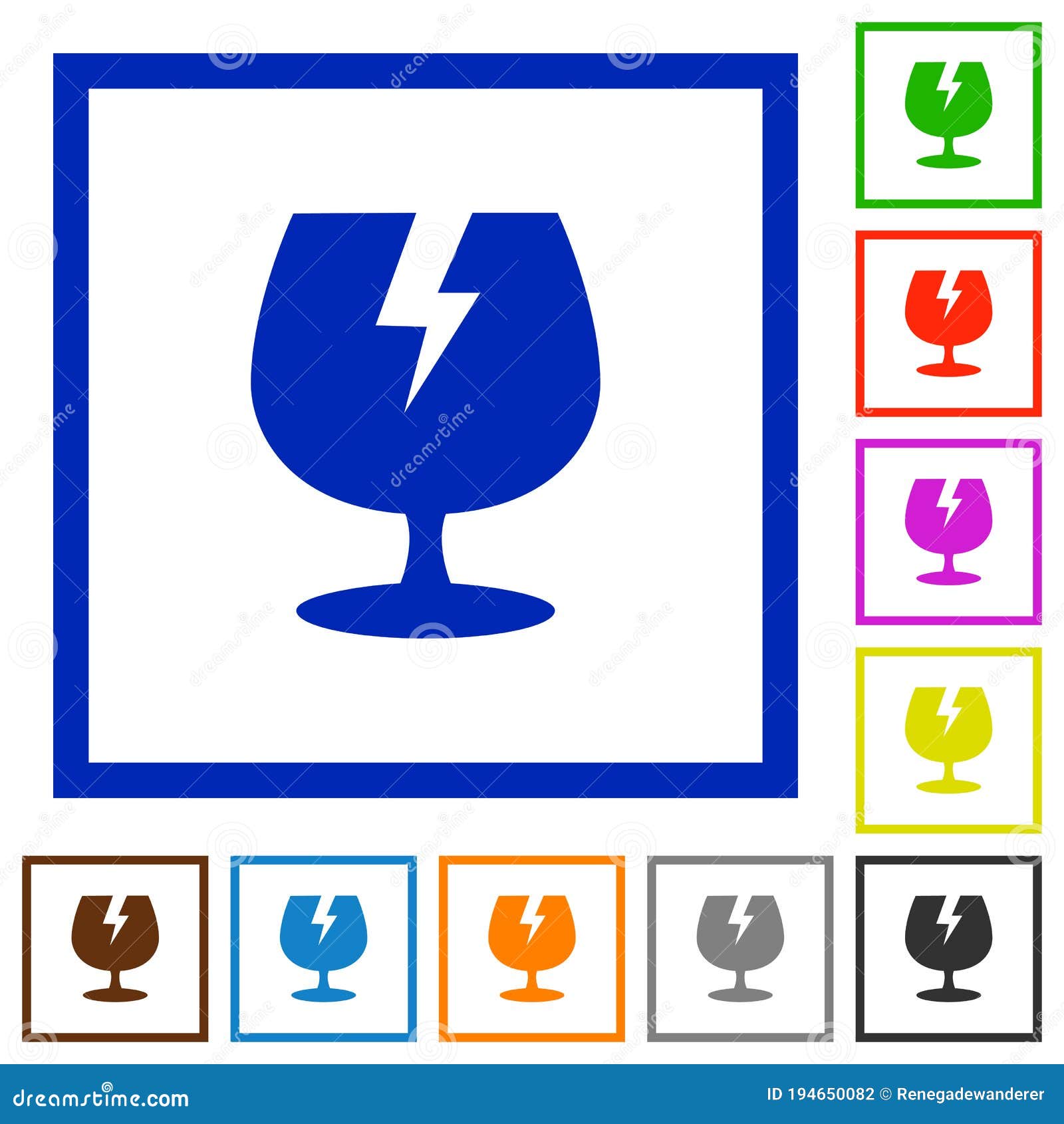 Fragile Symbol Color Square Buttons Cartoon Vector | CartoonDealer.com ...