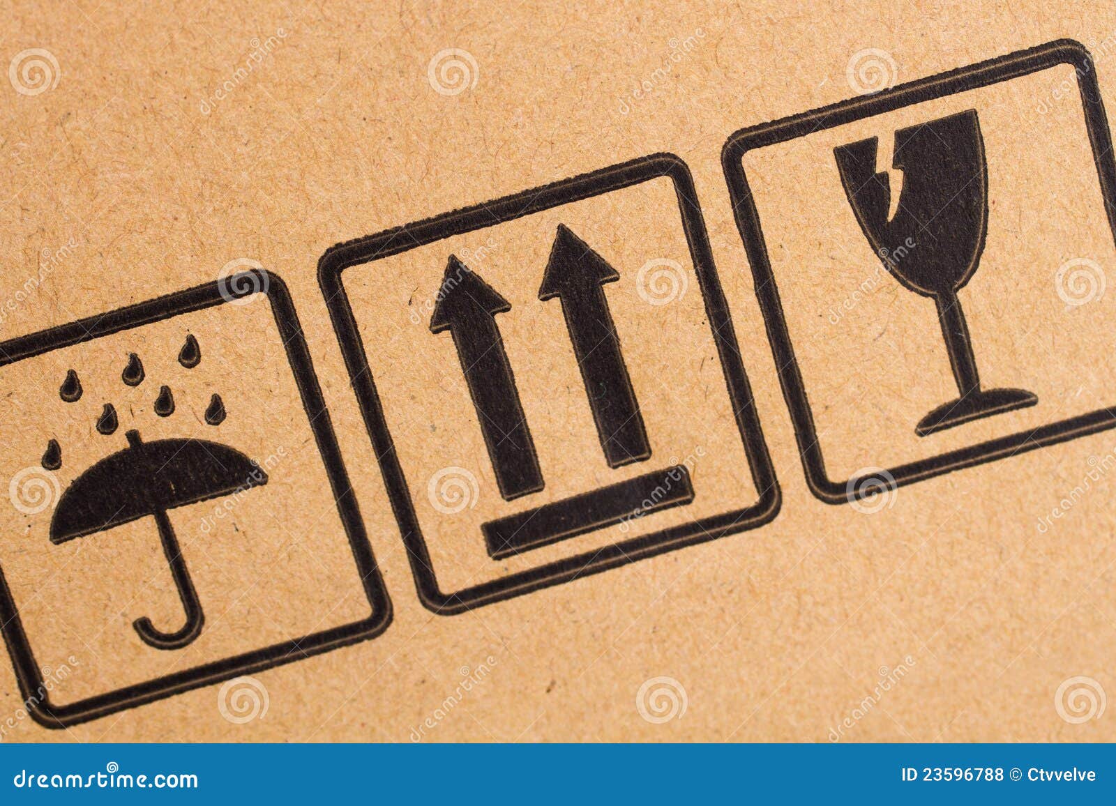 Fragile Symbols on Cardboard Stock Photo - Image of object, paper: 23596788
