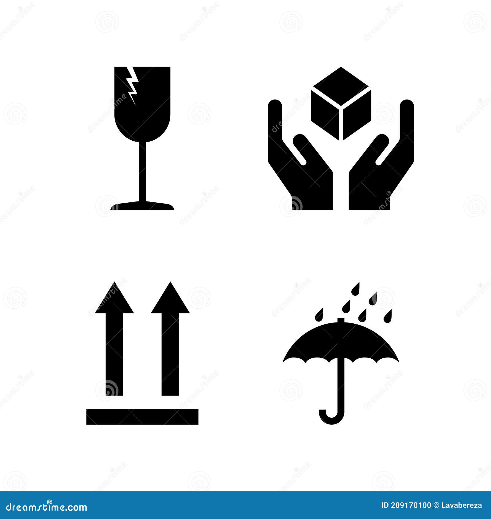 Fragile Symbols Set Packaging Mark Icons. Vector Stock Vector ...