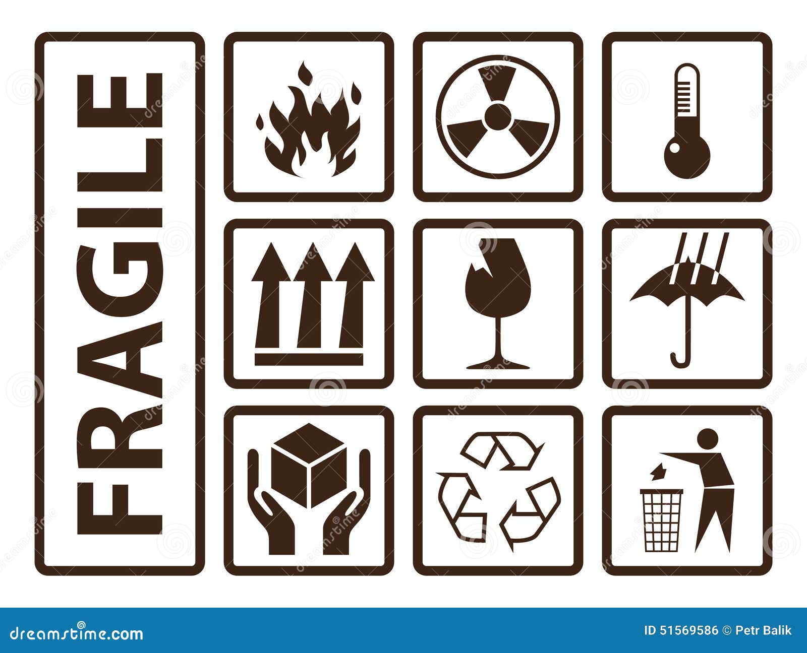Set Of Fragile Symbols For Box Cartoon Vector | CartoonDealer.com #73569815