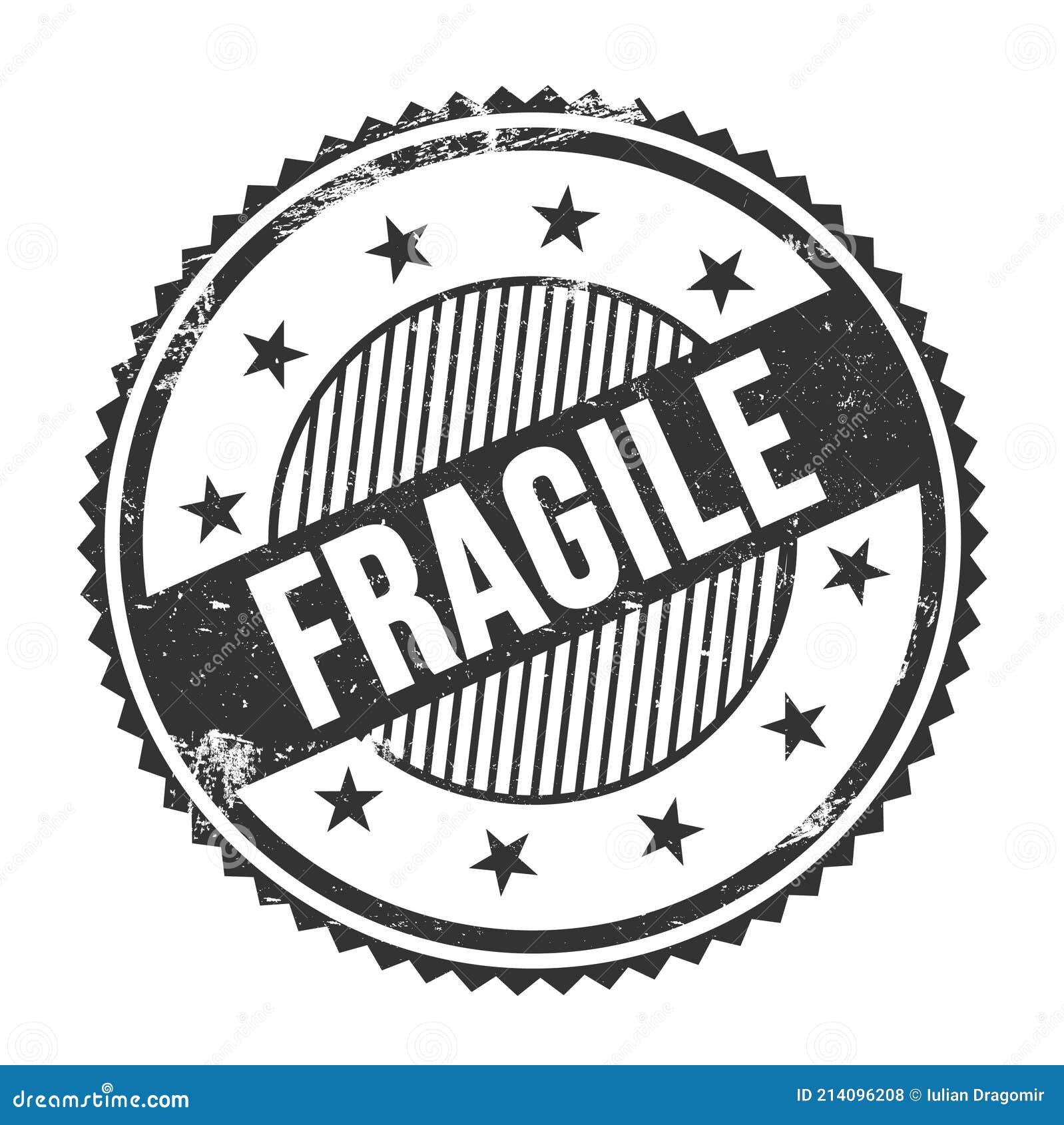 FRAGILE Text Written on Black Grungy Round Stamp Stock Illustration ...