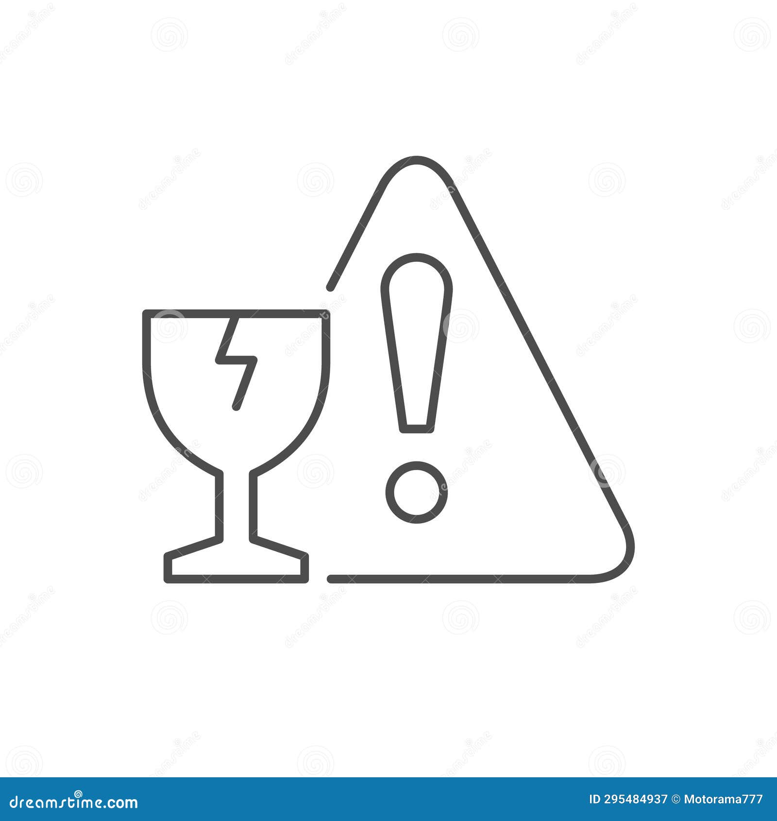 Fragile Warning Line Outline Icon Stock Vector - Illustration of sign ...