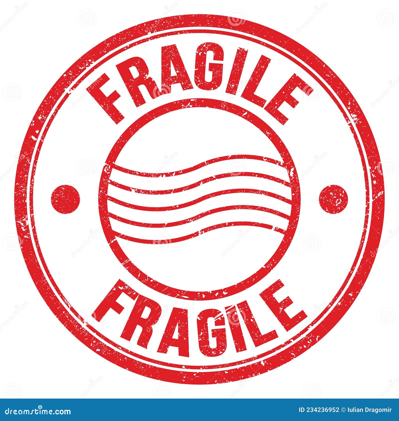 FRAGILE Text Written on Red Round Postal Stamp Sign Stock Illustration ...