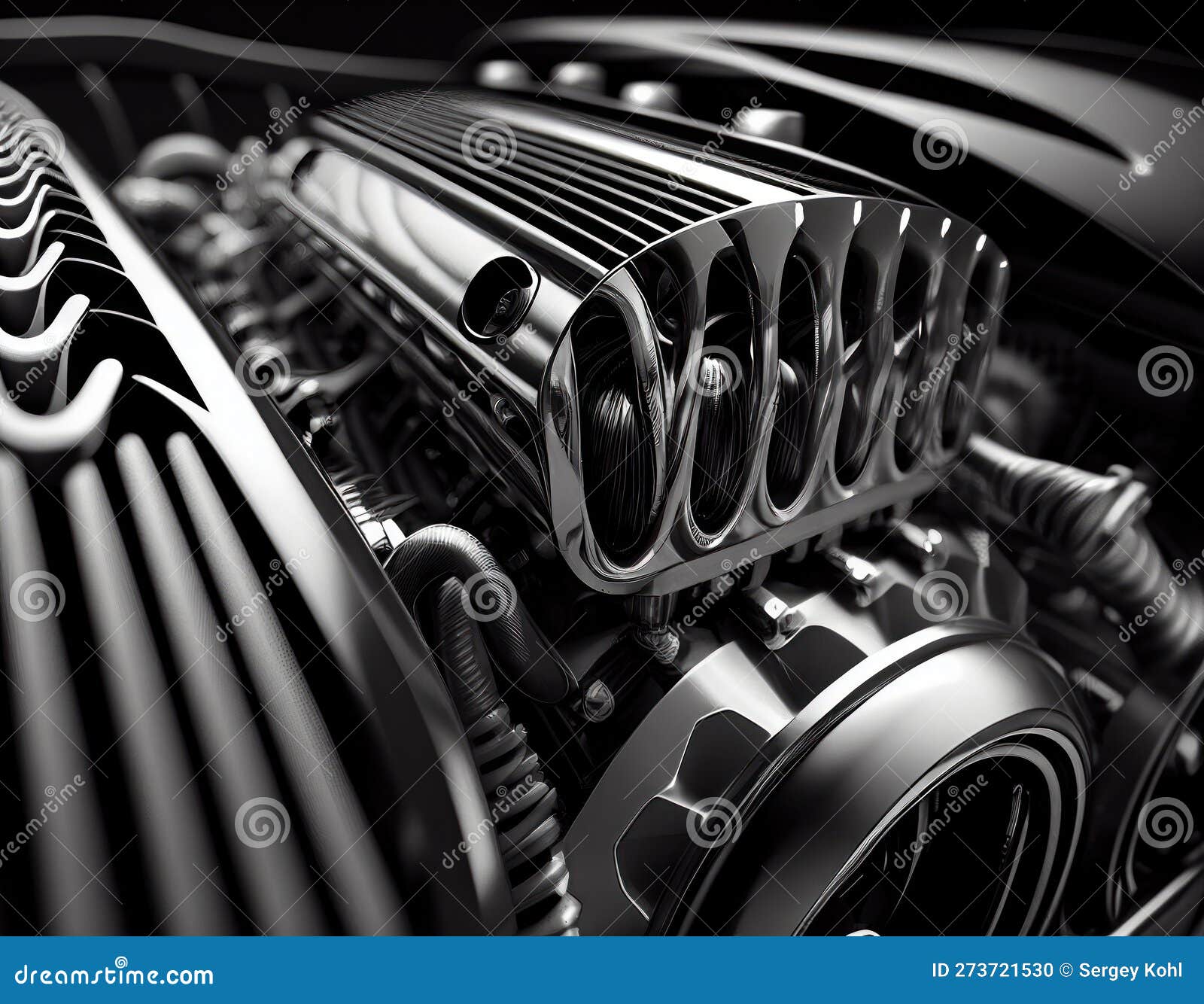 Fragment of an Abstract Engine. Black and White Stock Illustration ...