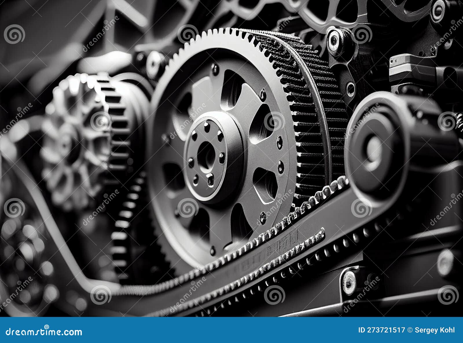 Fragment of an Abstract Engine. Black and White Stock Illustration ...