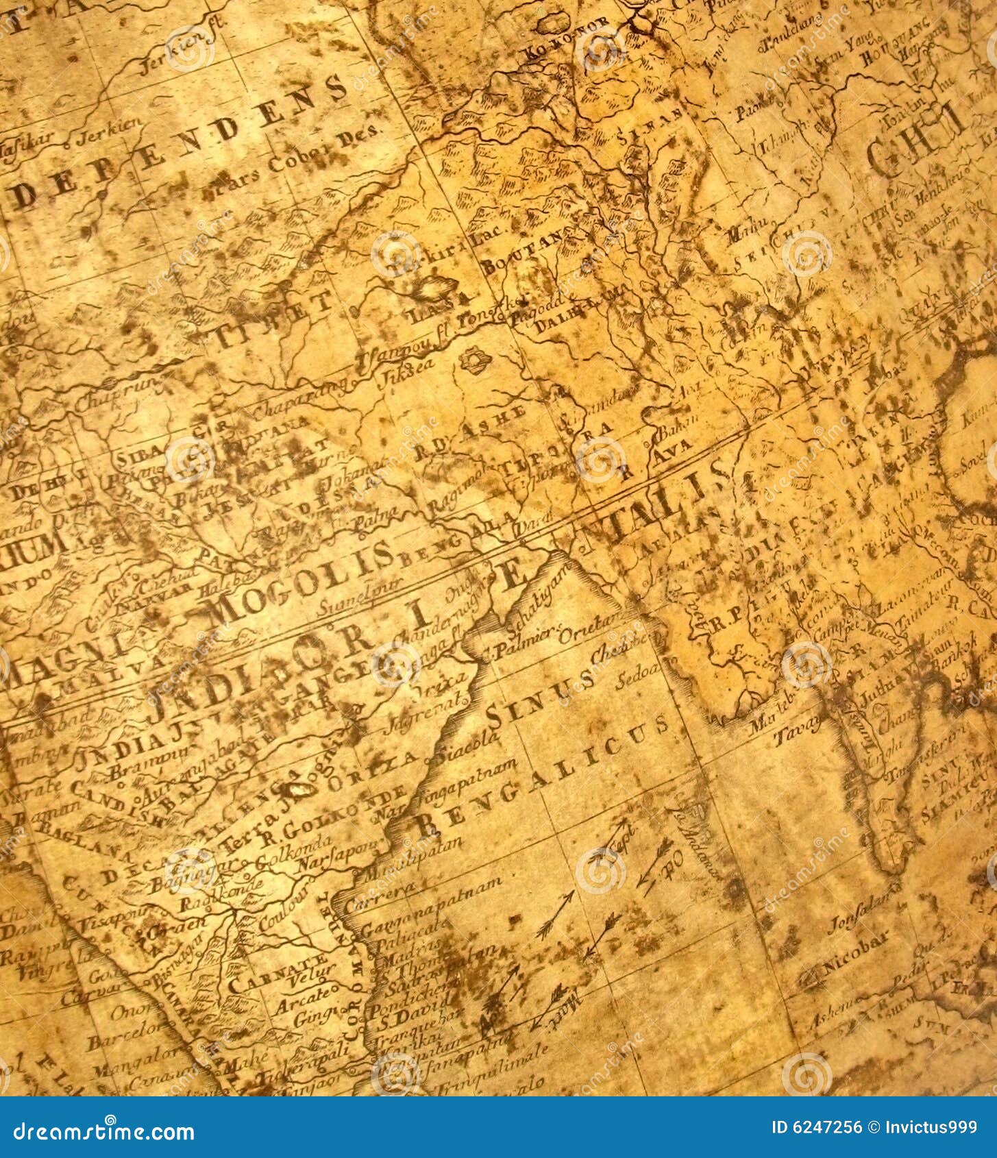 Fragment of ancient map stock photo. Image of india, frame - 6247256