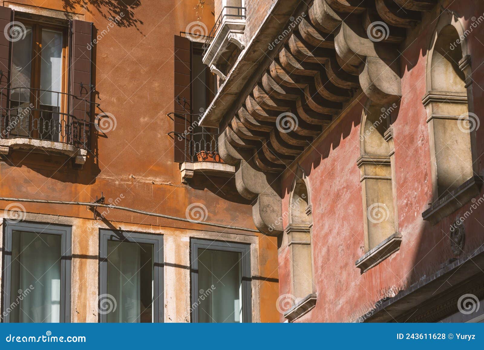 Ancient Venice buildings stock photo. Image of window - 243611628