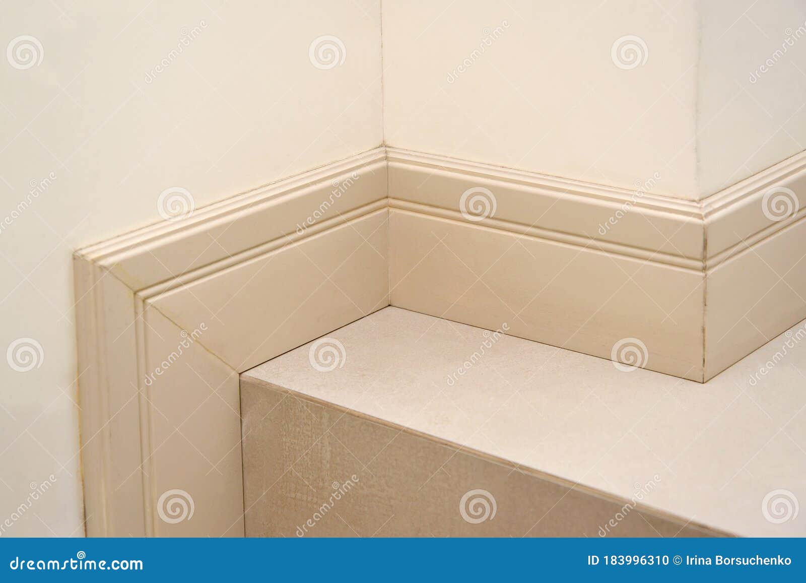 Fragment of the Angle and Step of the Room with Floor Plinth Stock ...