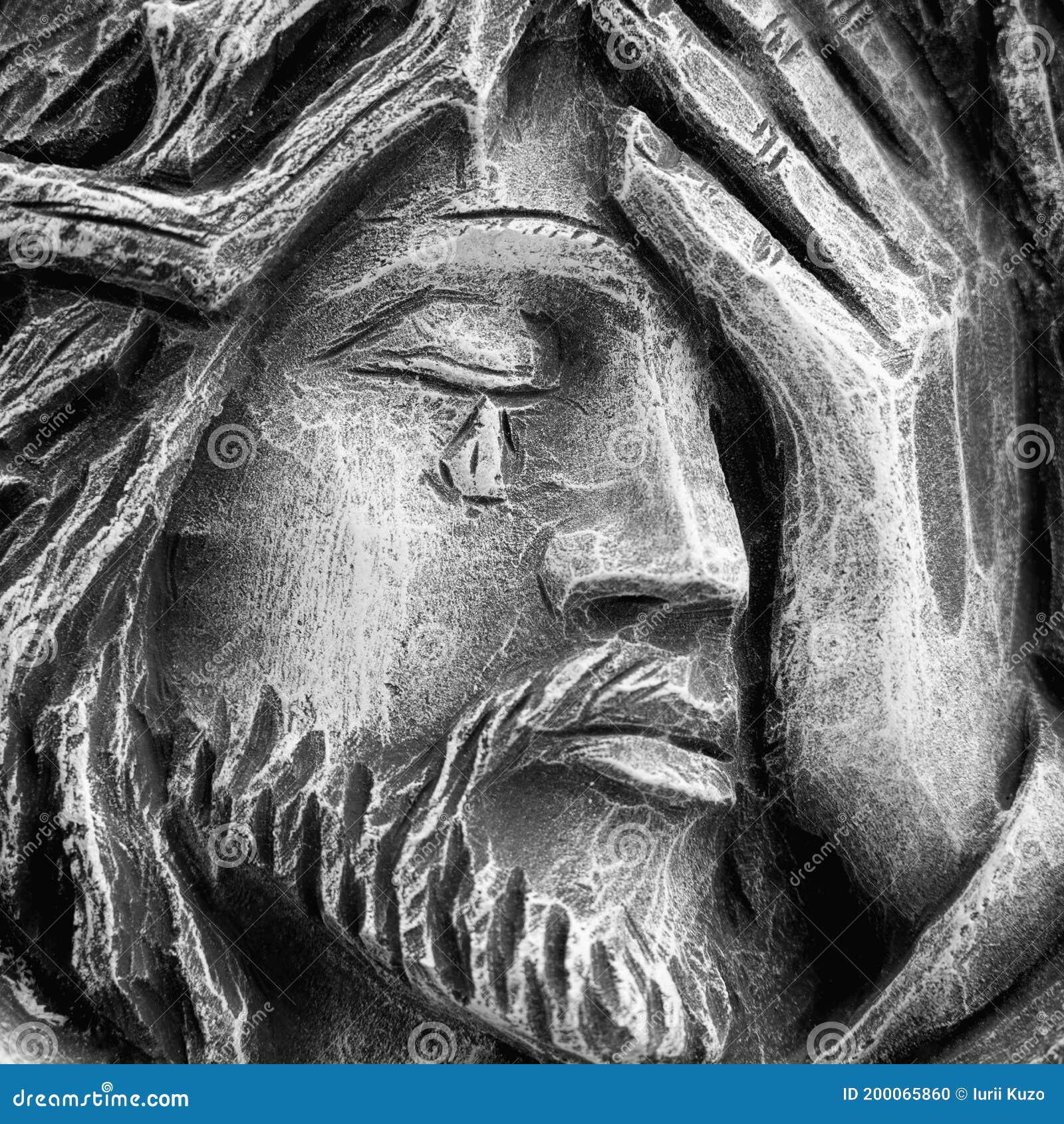 Fragment of Antique Statue the Suffering of Jesus Christ. Close Up ...