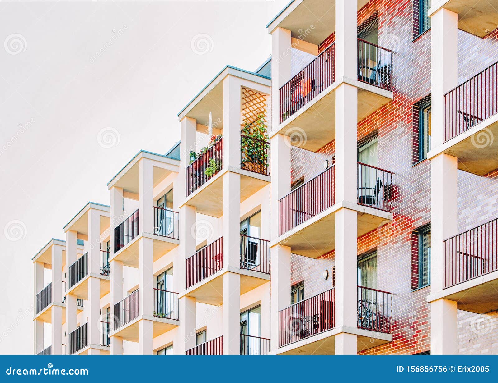 Fragment of Apartment Buildings with Balconies Stock Photo - Image of ...