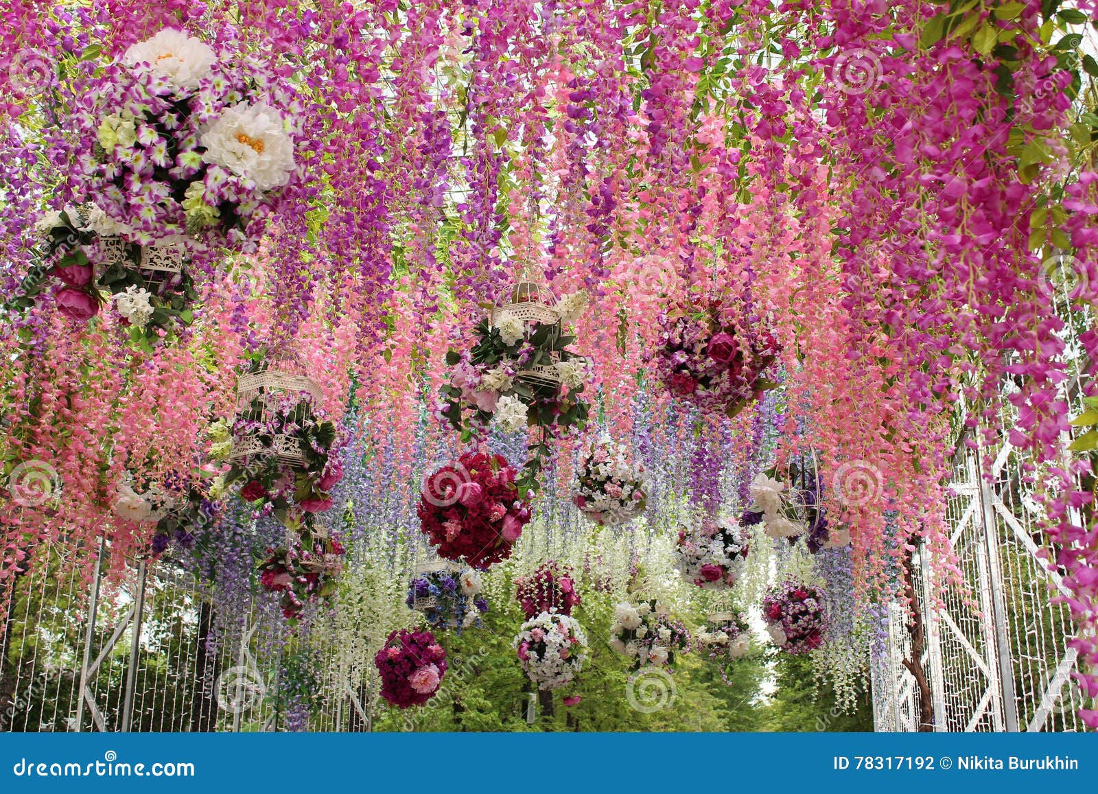 Fragment of Arches Made of Artificial Flowers Stock Photo - Image of ...