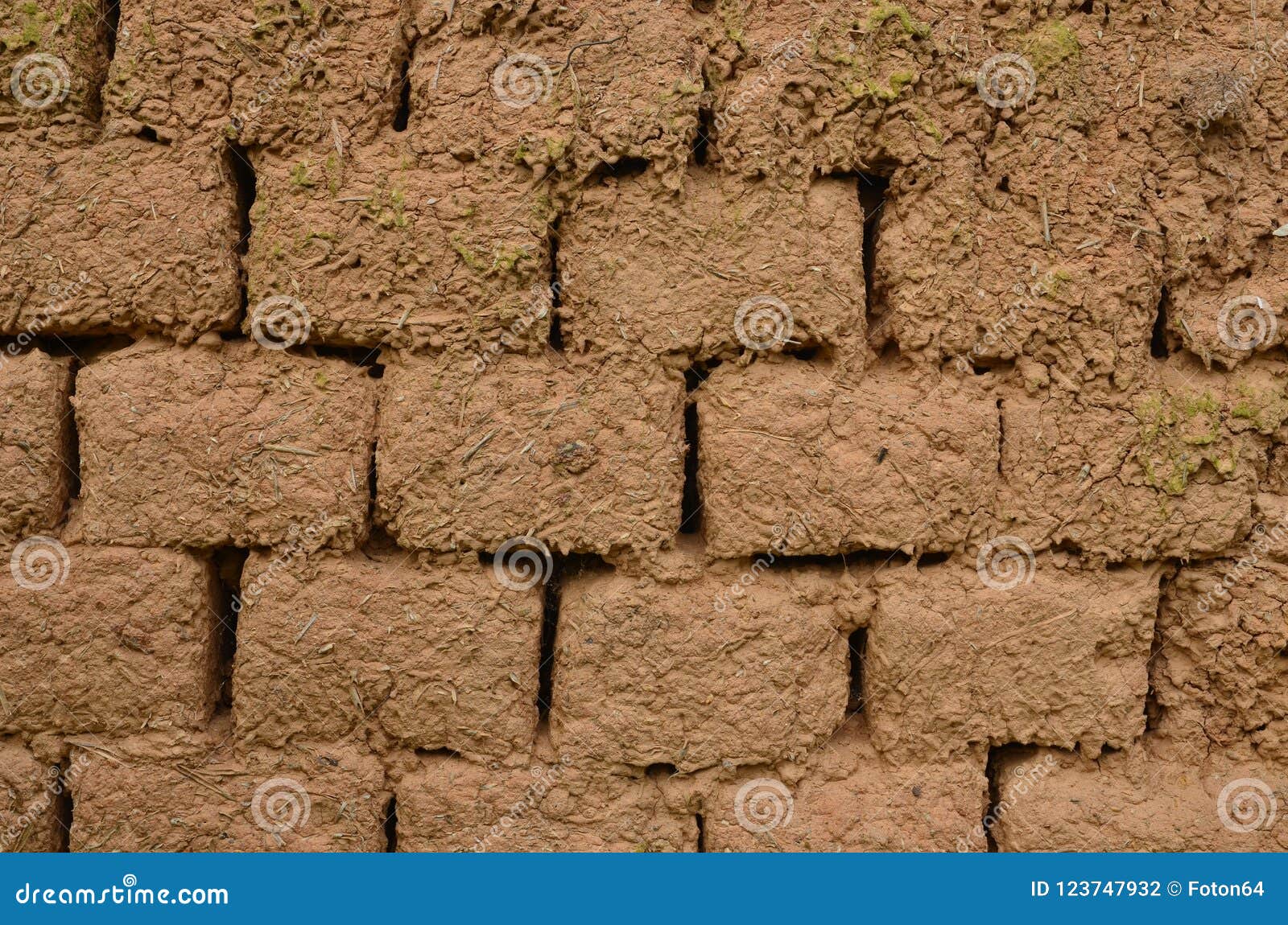 Adobe Bricks Wall Background Stock Photo - Image of material, straw ...