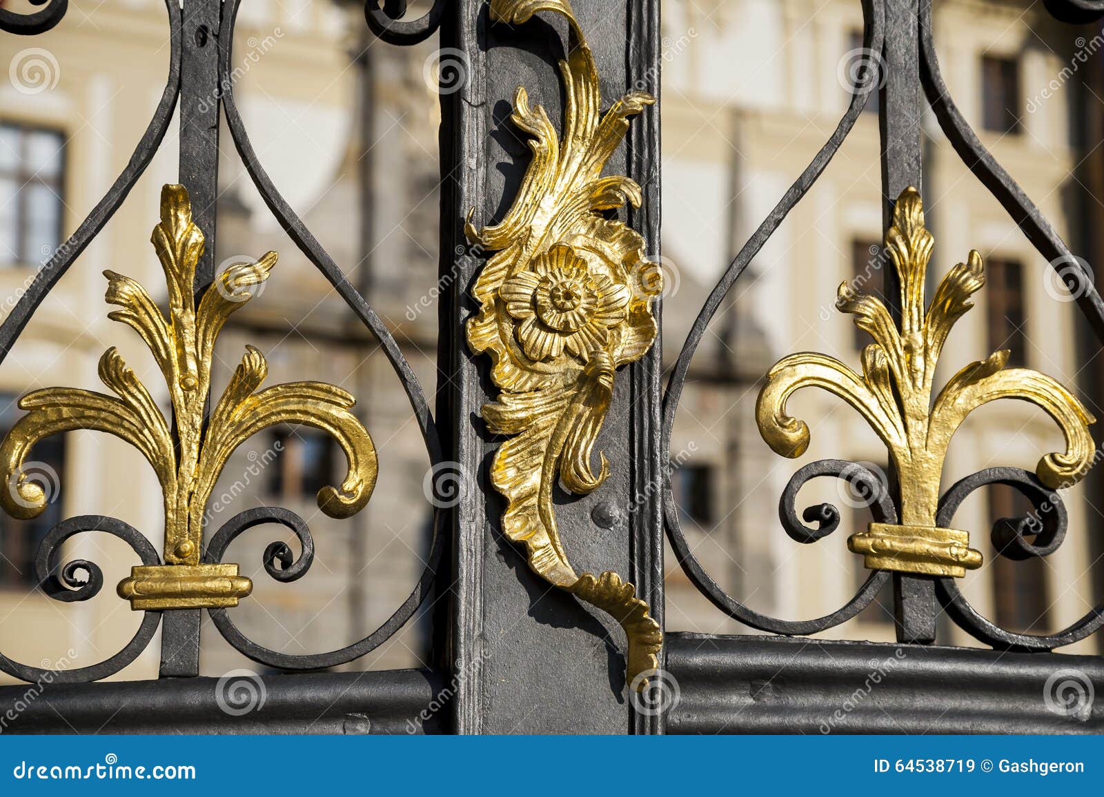 Fragment of Baroque Metal Gate. Stock Image - Image of antique, gold ...