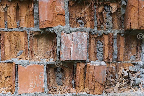 Fragment of a Brick Wall Collapsing from External Factors Stock Image ...