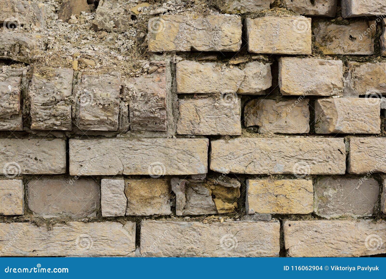 Fragment of a Broken Brick Wall Stock Photo - Image of structure ...