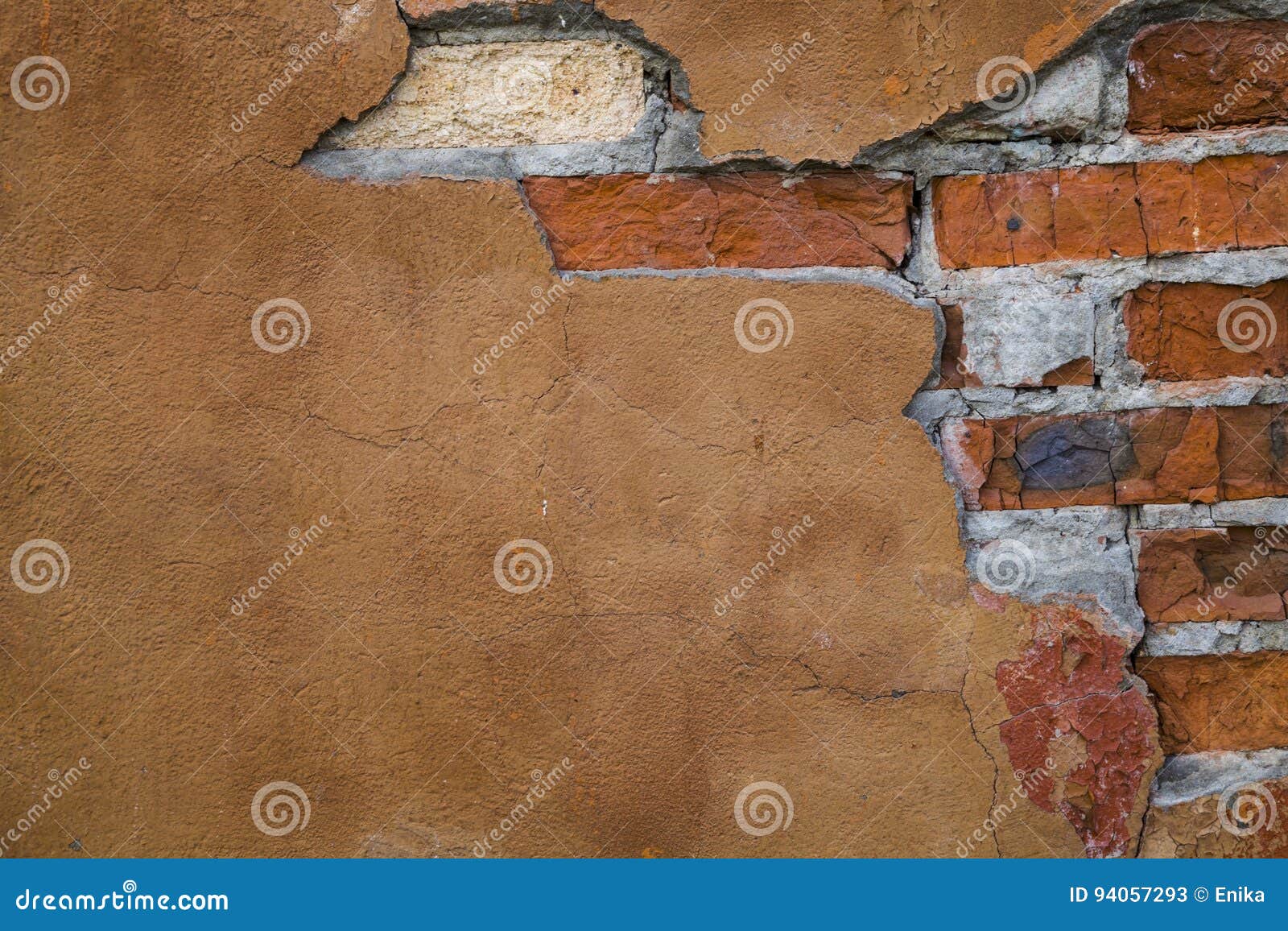 Fragment of a Building with a Collapsed Brick Wall. Stock Image - Image ...