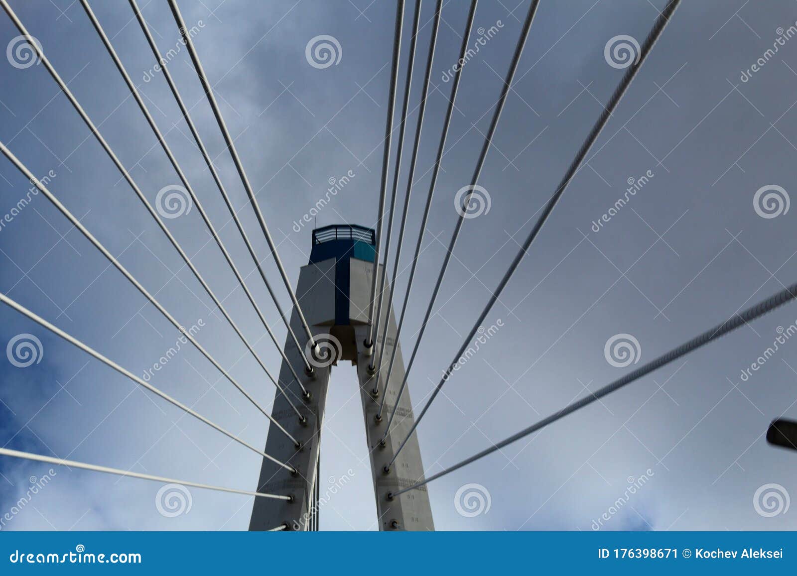 A Fragment of the Cable-stayed Bridge. Steel Masts and Cables Holding ...