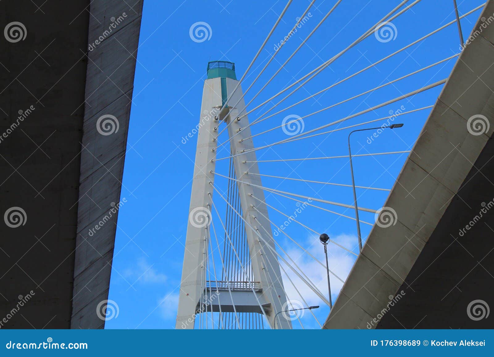 A Fragment of the Cable-stayed Bridge. Steel Masts and Cables Holding ...