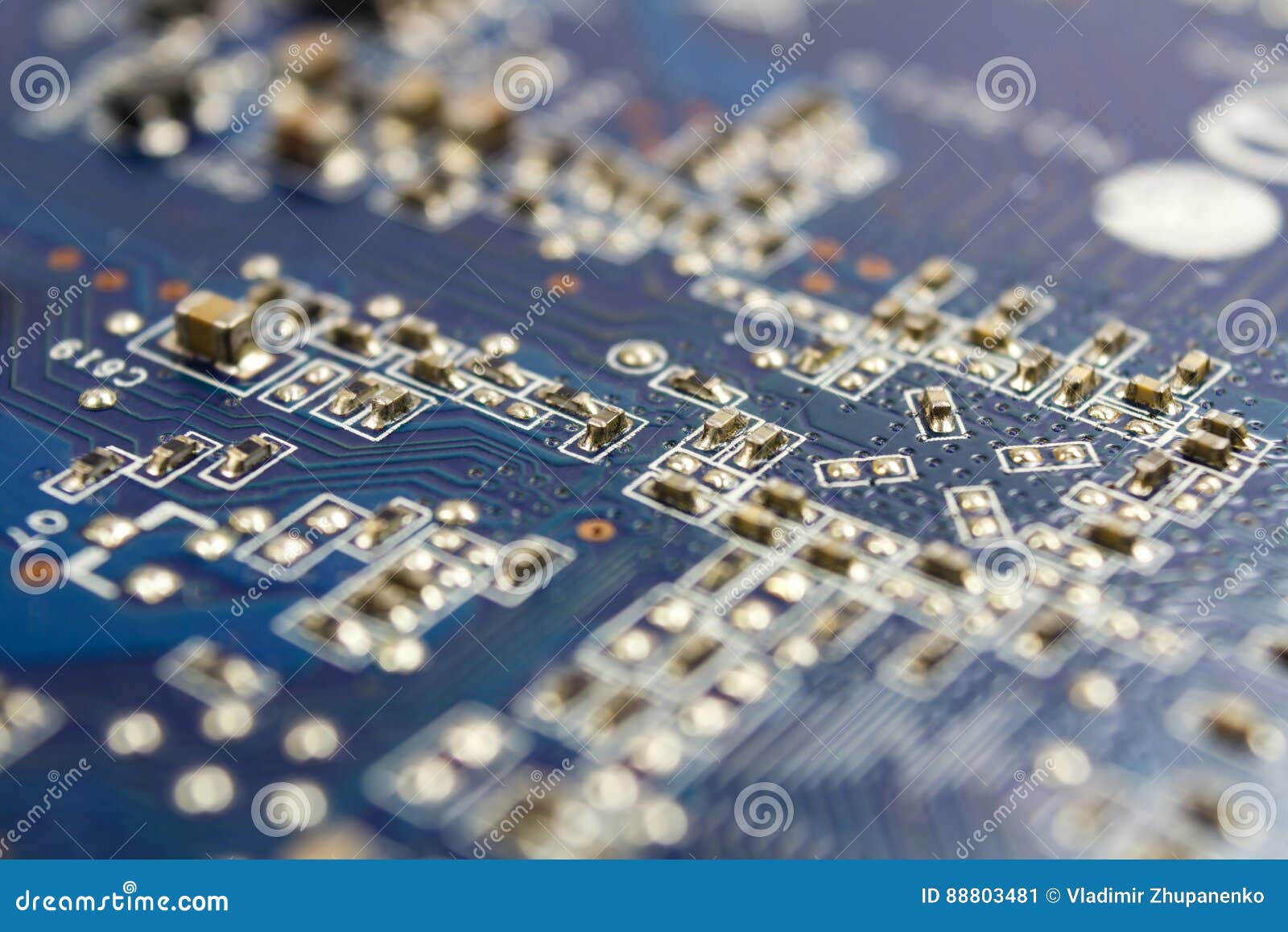 Fragment of the Circuit Board of the Graphics Card with Installed ...