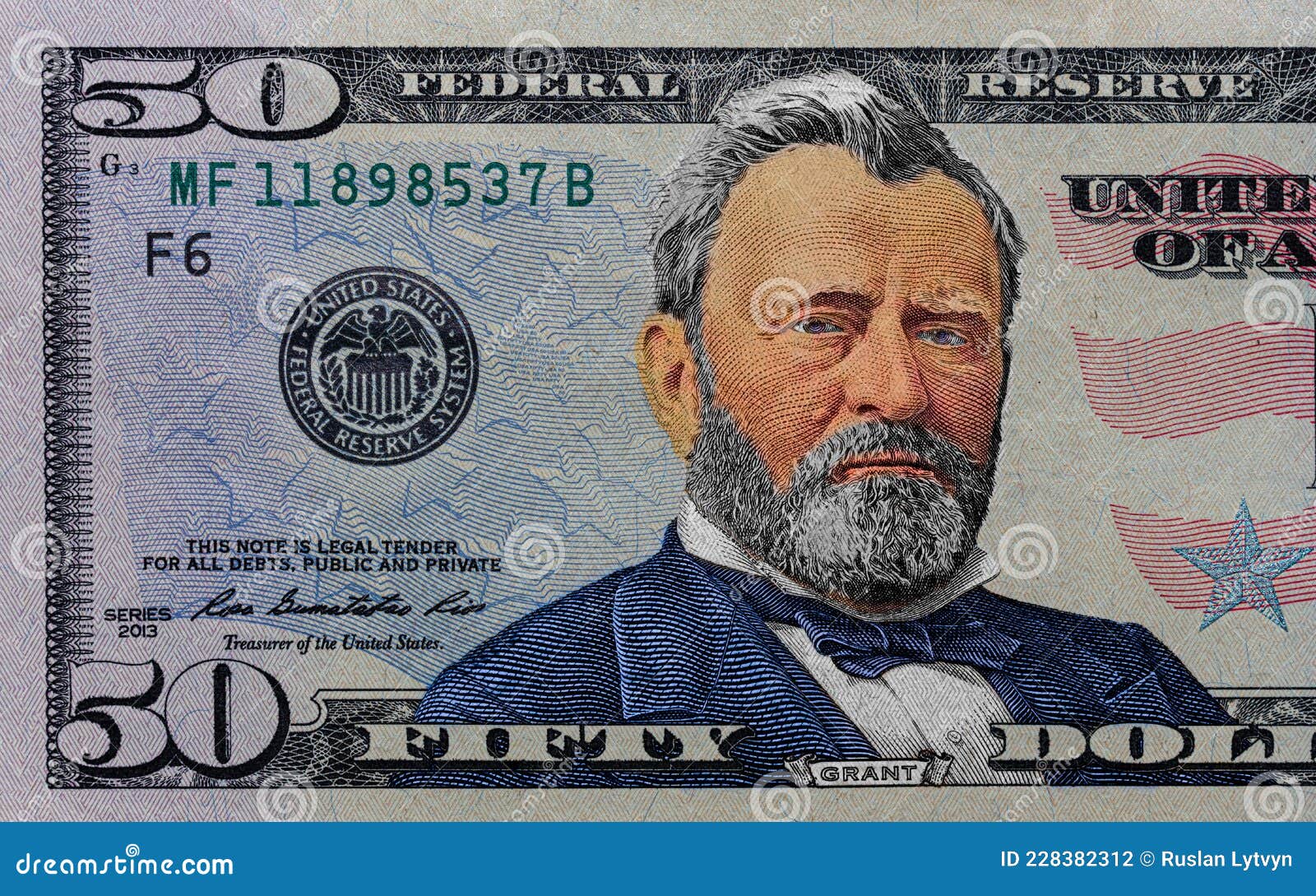 Fragment of Colorized 50 Dollar Banknote Stock Photo - Image of close ...