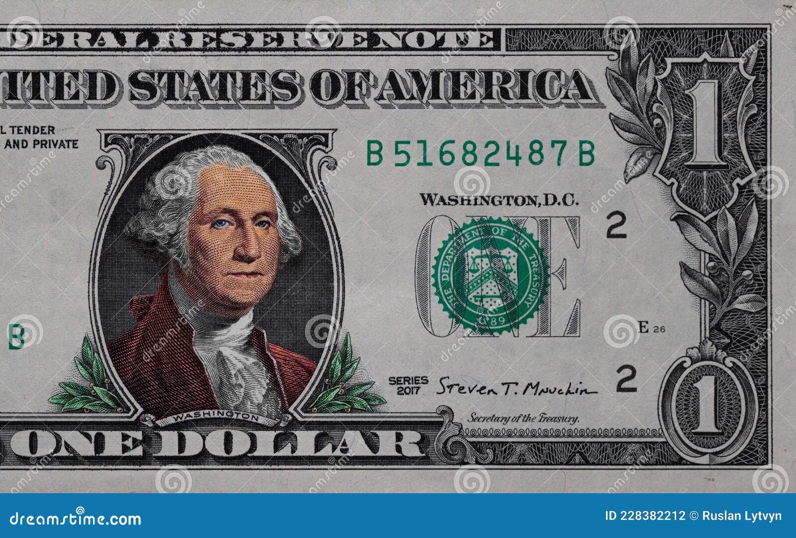 Fragment of Colorized Front Side of 1 Dollar Banknote Stock Photo ...