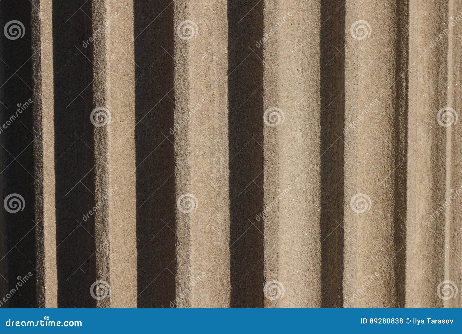 Fragment of the Column with Flutes. Bright Sun Reveals Details Stock ...