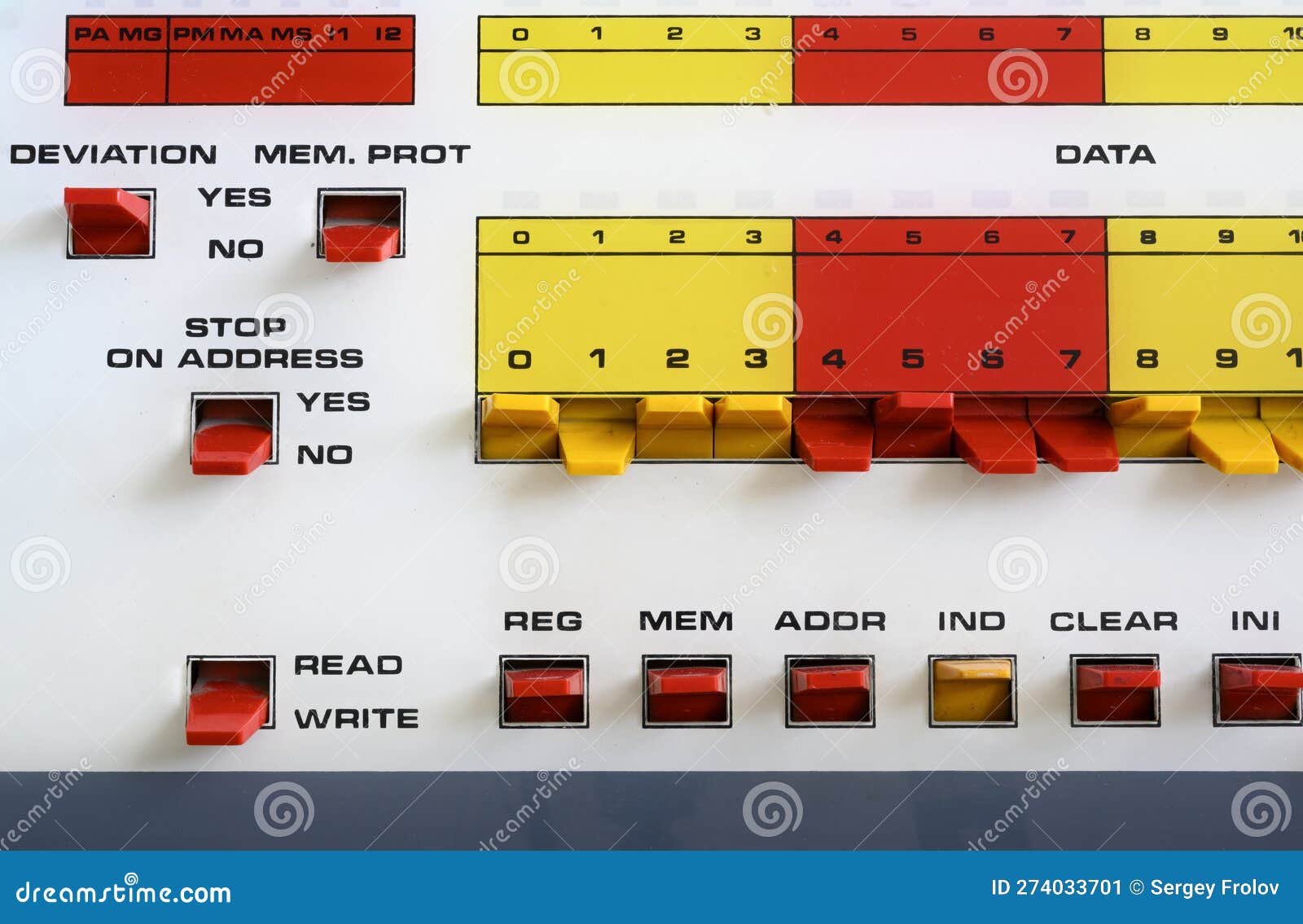 Fragment of the Computer Control Panel of the 60s of the 20th Century ...