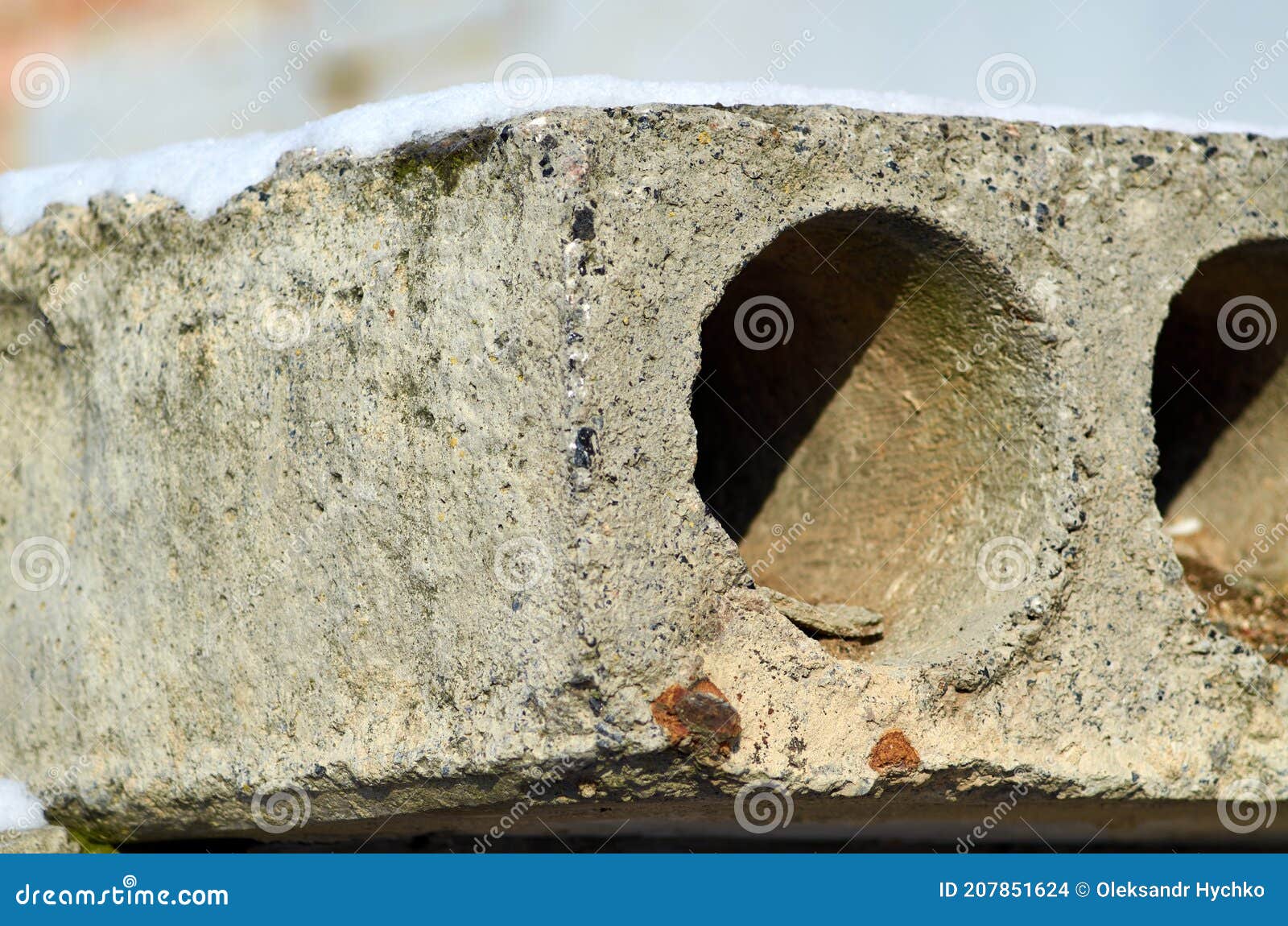 Fragment of Concrete Slab with Holes Stock Photo - Image of background ...