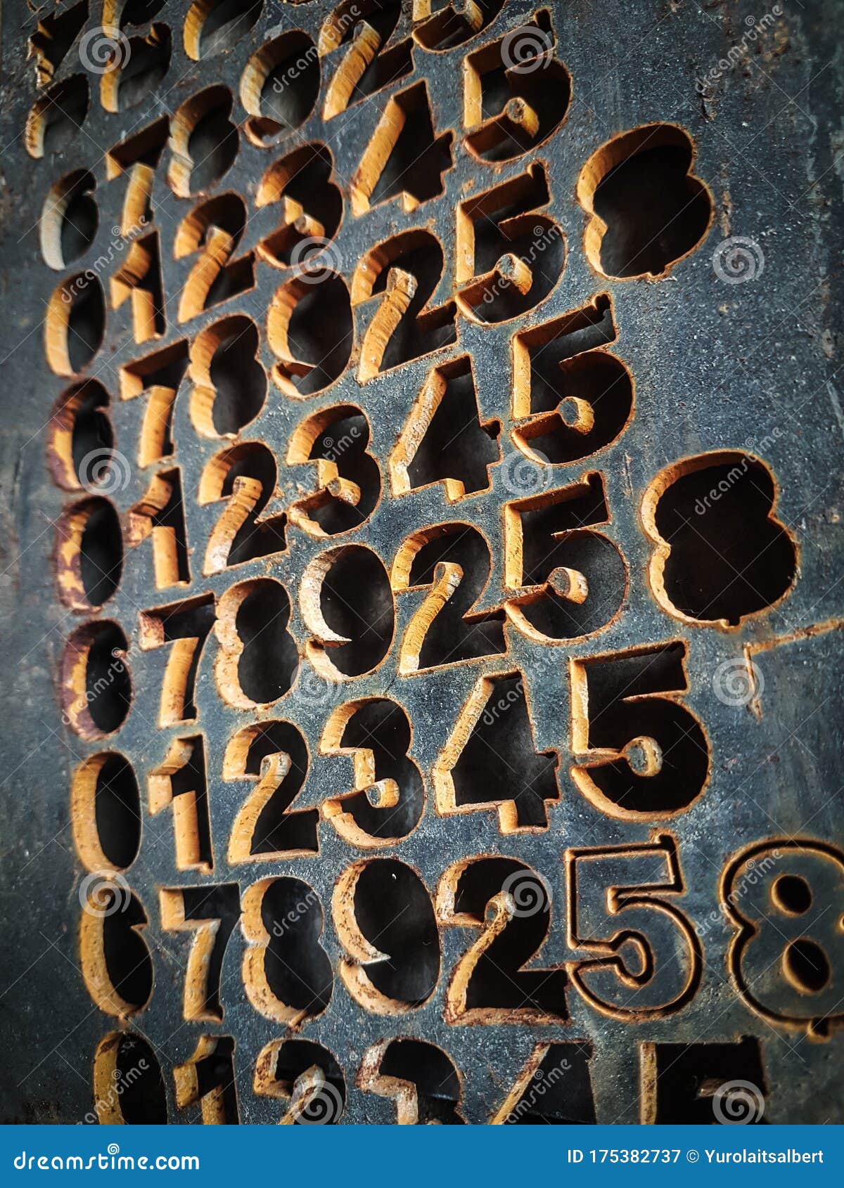Fragment of a Concrete Wall with Embossed Numbers. Stock Image - Image ...