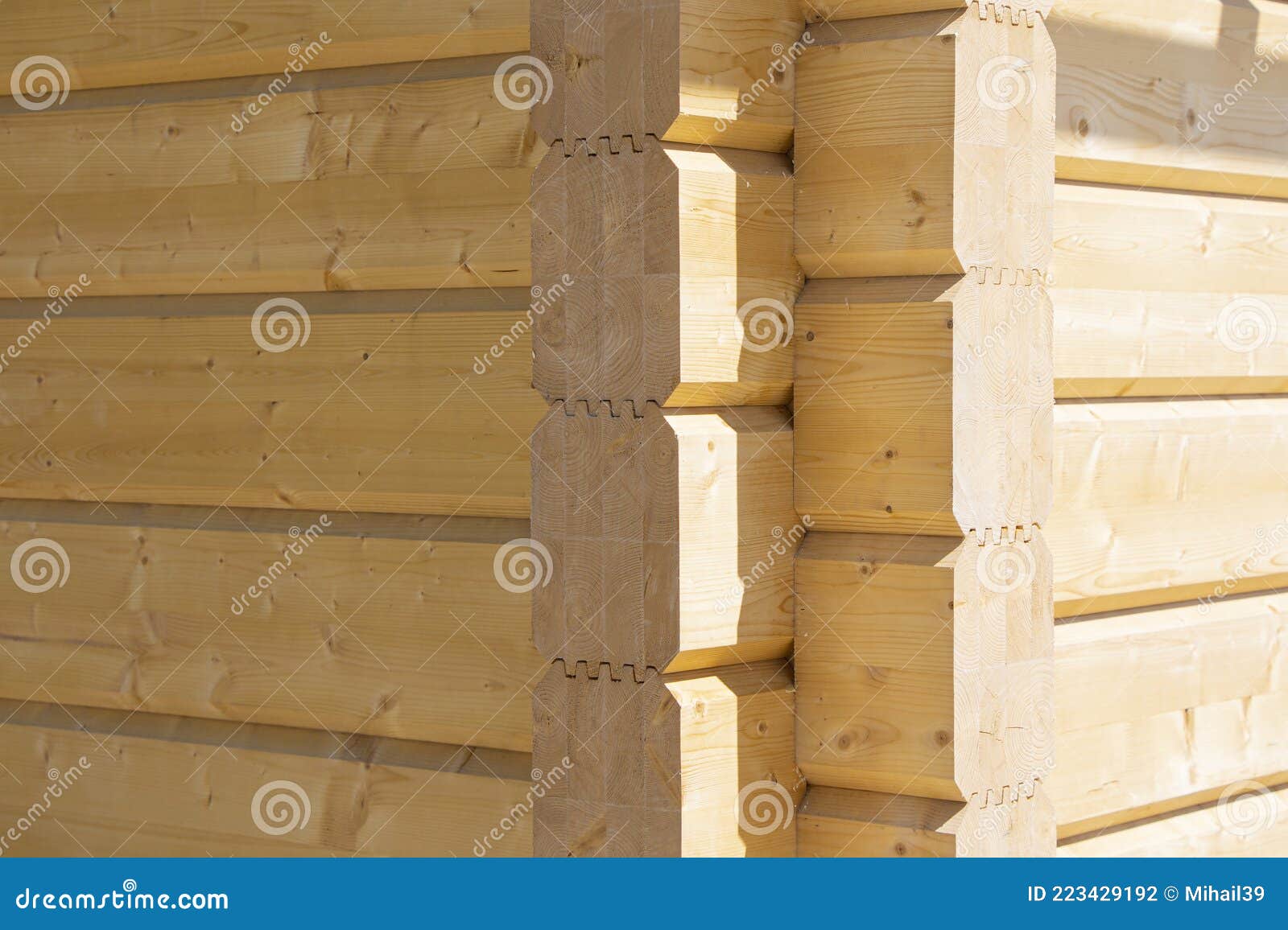 Fragment of a Construction Built of Glued Pine Timber Beams. Stock ...