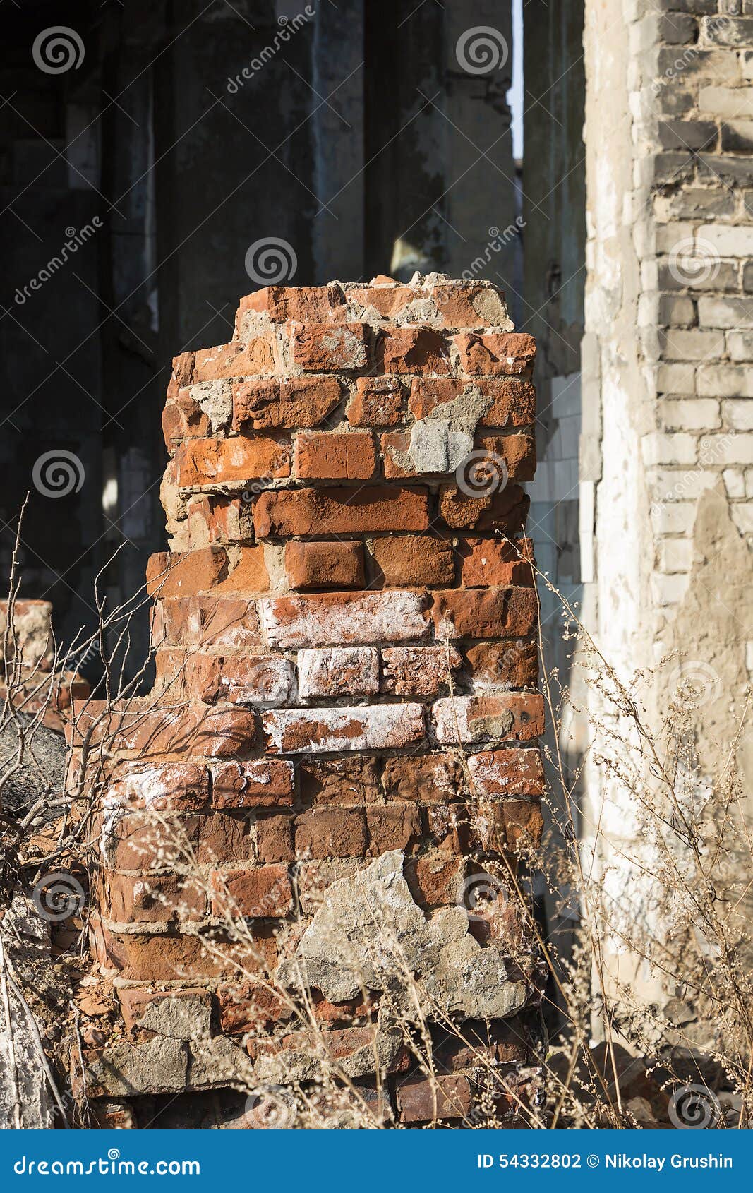 A Fragment of the Destroyed Brick Building Stock Photo - Image of ...