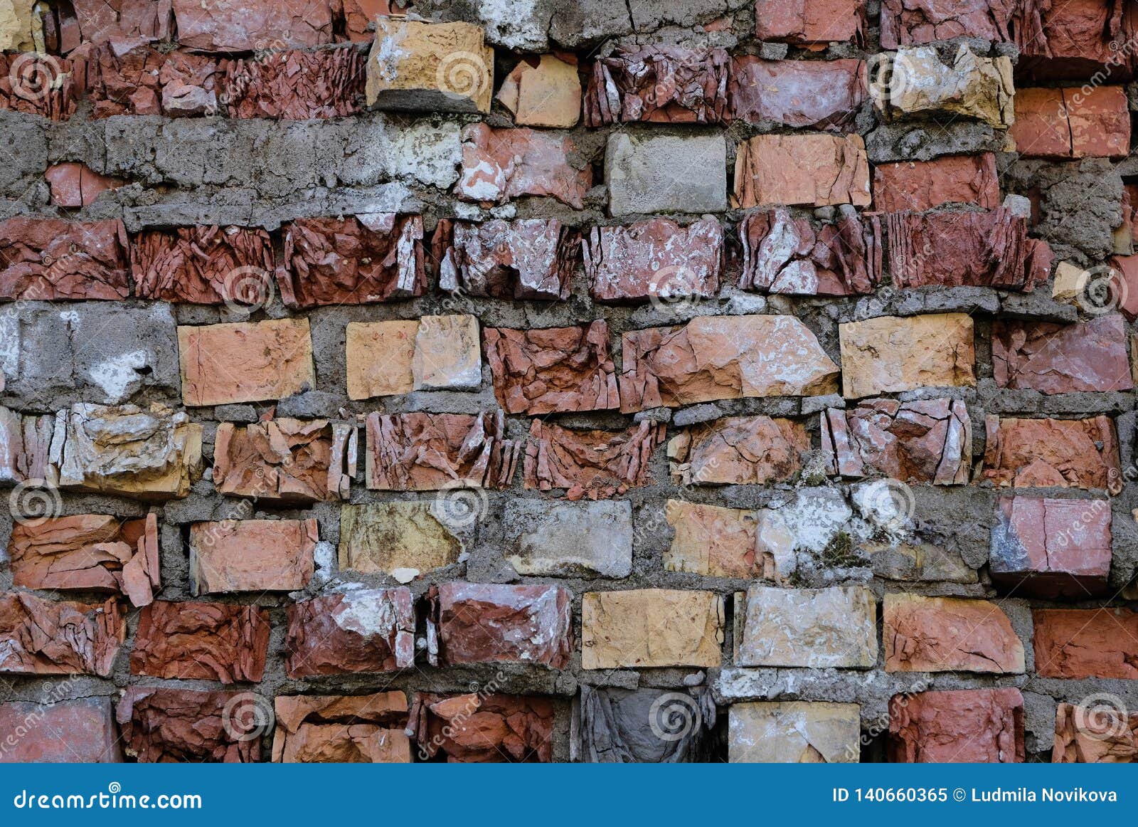Fragment of a Destroyed Brick Wall Stock Image - Image of destroyed ...