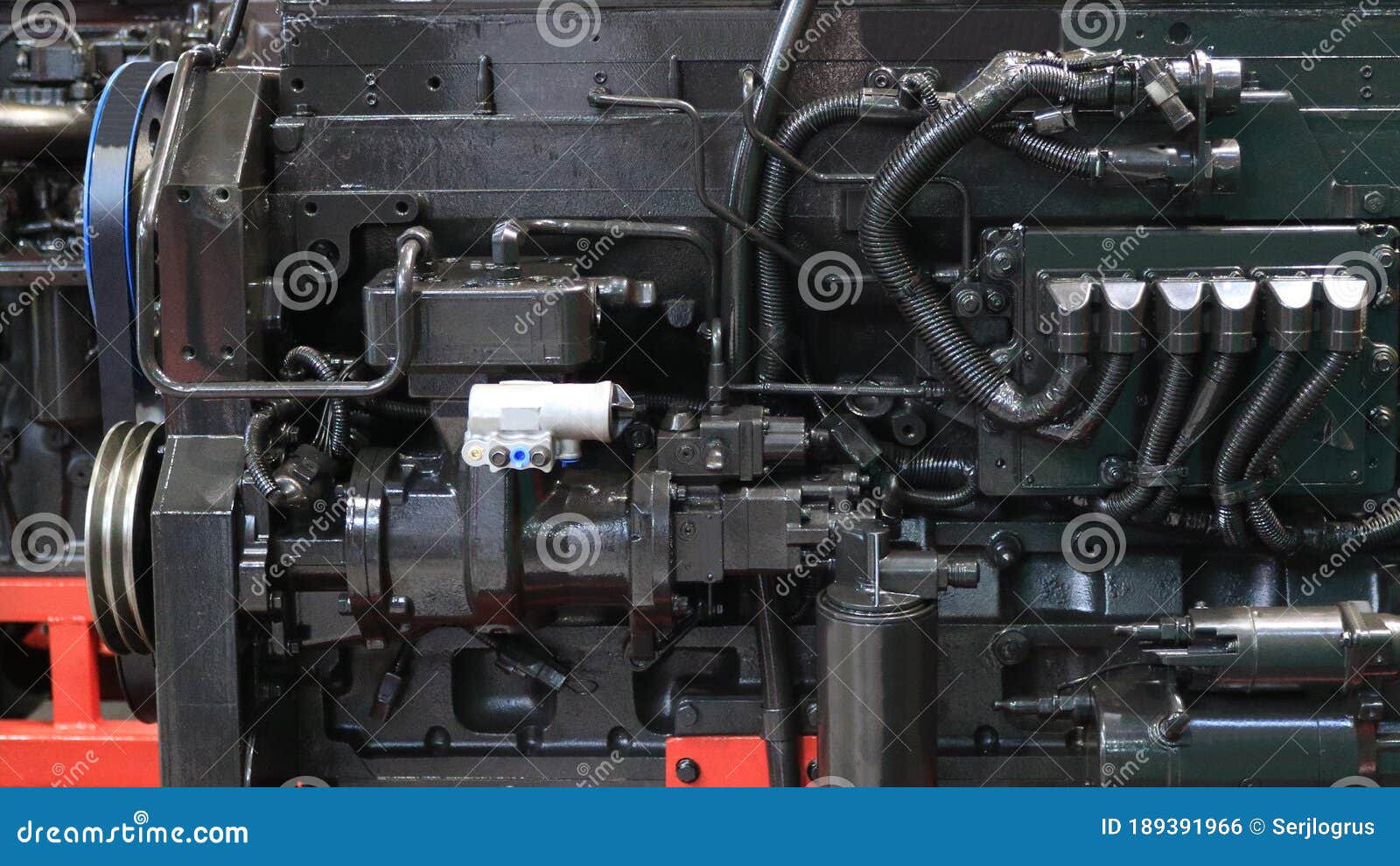 Fragment of the Diesel Engine. Units and Assemblies Stock Photo - Image ...