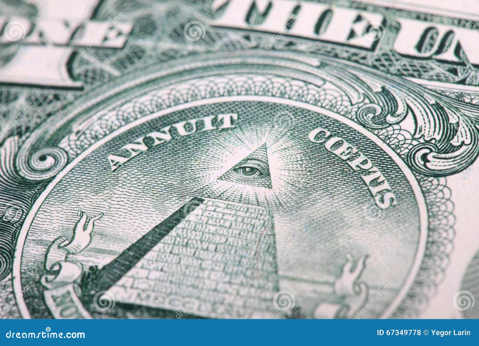 Fragment of a Dollar Bill. Eye and Pyramid Closeup Stock Photo - Image ...