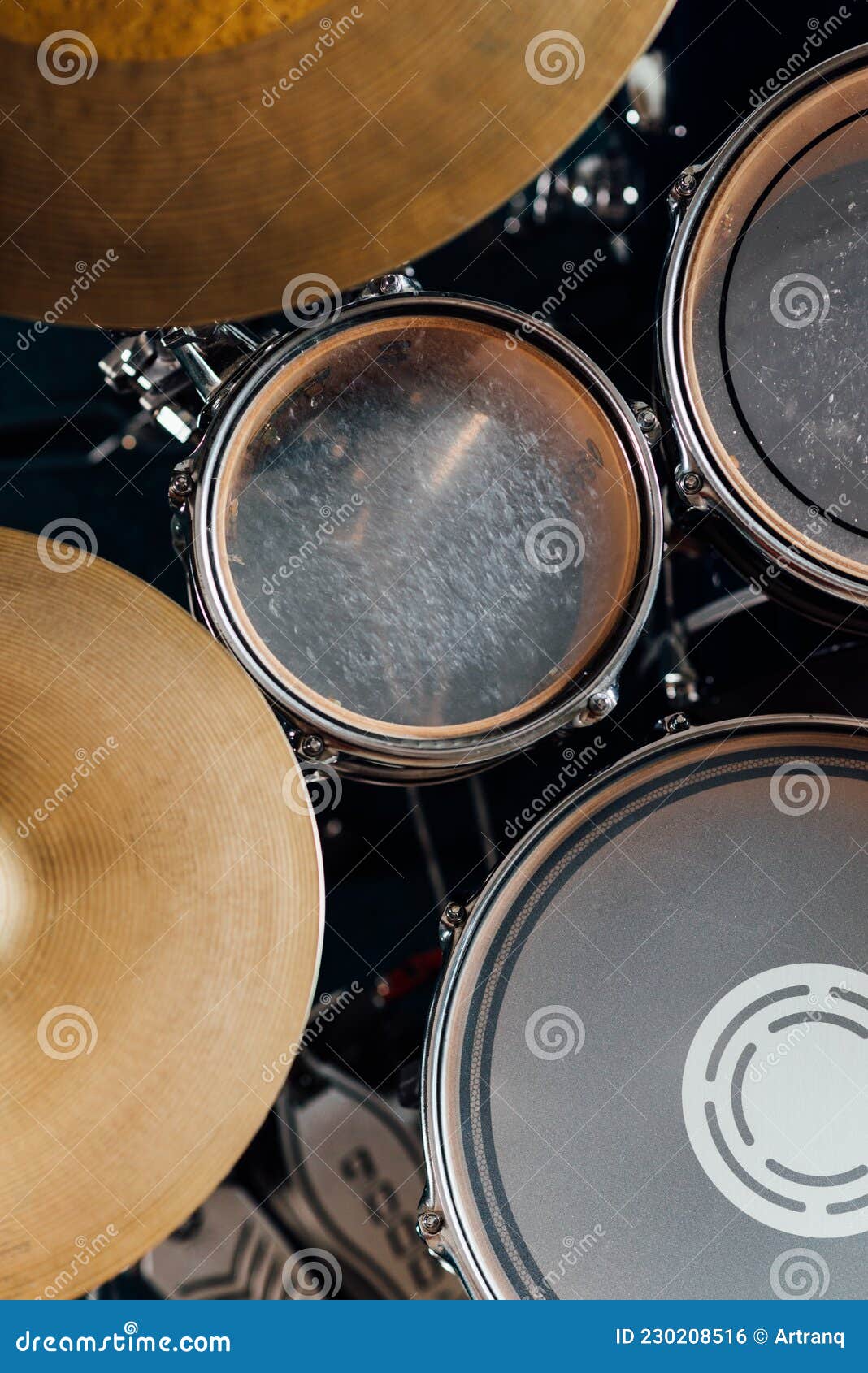 Fragment of a Drumset Close Up. Rack Tom Top View. Stock Photo - Image ...