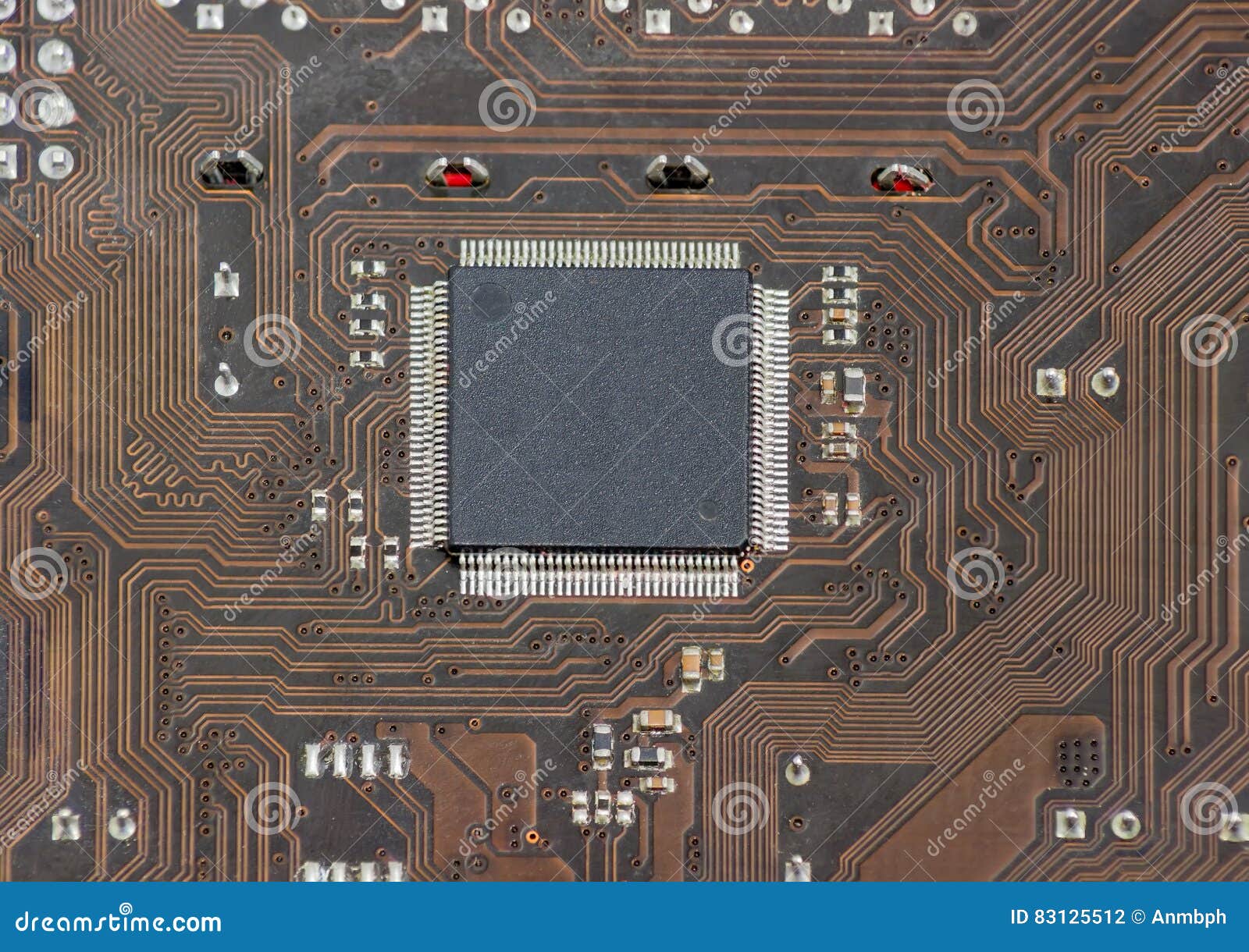Fragment of Electronic Board with Chip in Center Closeup Stock Photo ...