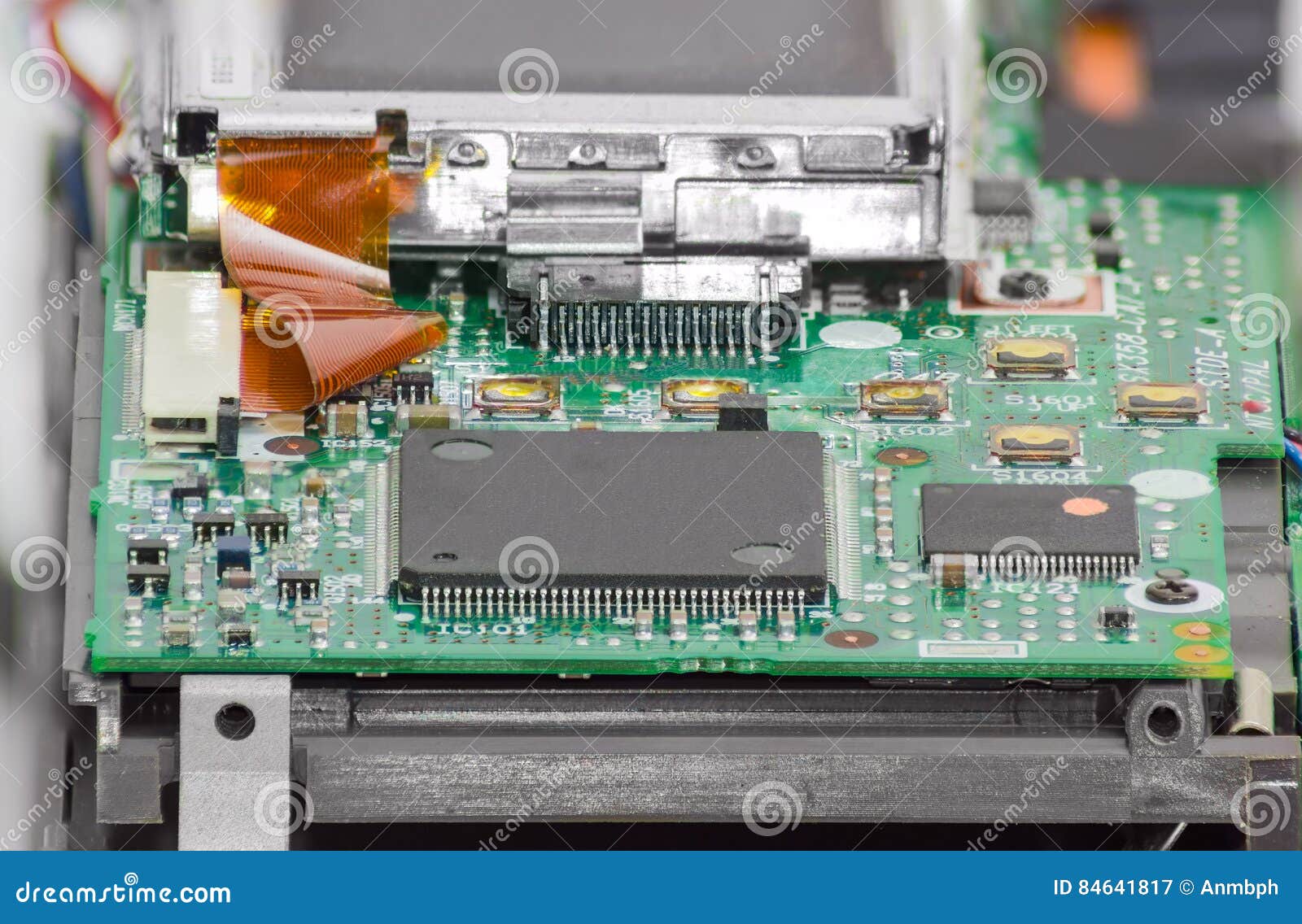 Fragment of Electronic Device with Chips and Other Components Cl Stock ...