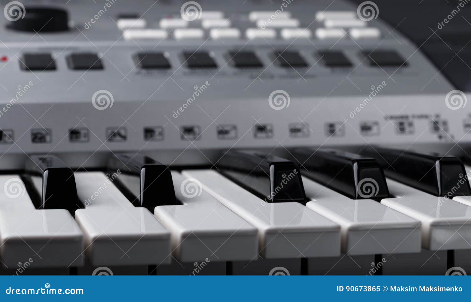 Fragment of Electronic Synthesizer Keyboard with Control Buttons Stock ...