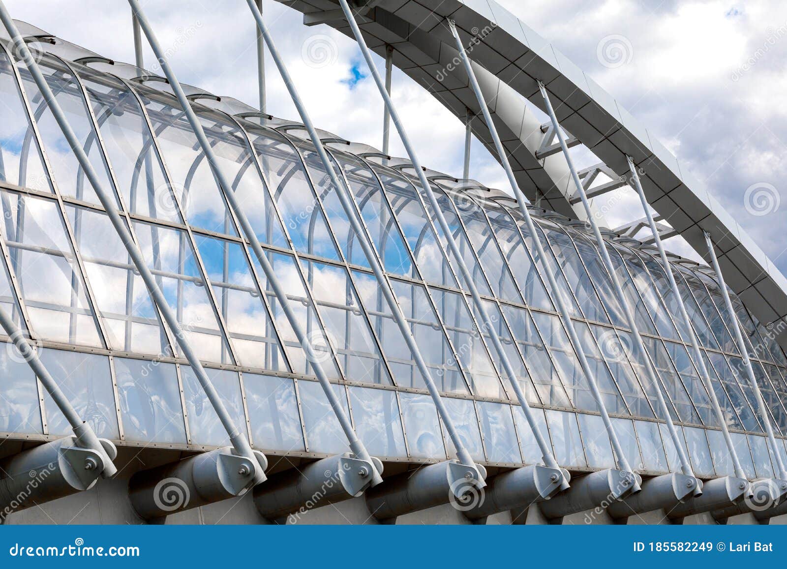 Fragment of an Elevated Pedestrian Crosswalk. Arched Support Beam of a ...