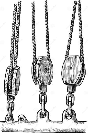 Fragment of Equipment Sailing Ship Stock Vector - Illustration of cable ...