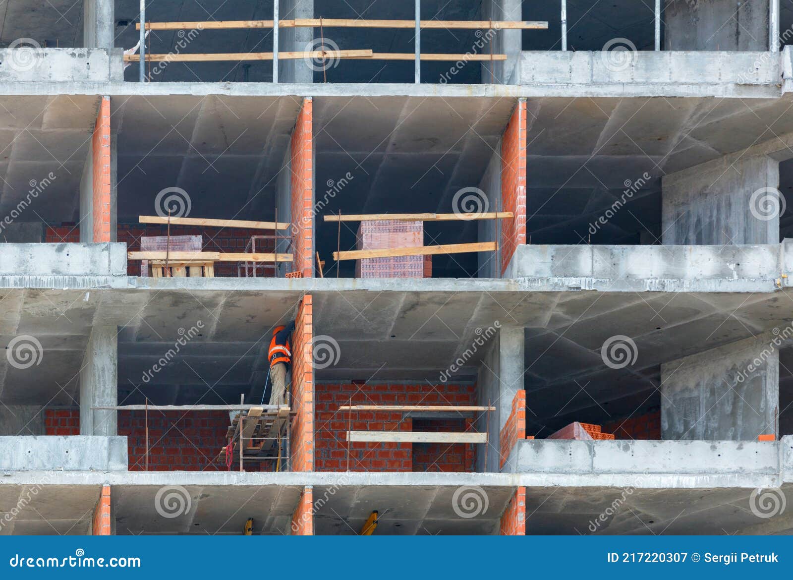 Fragment of the Facade of the Building, Built by the Monolithic-frame ...