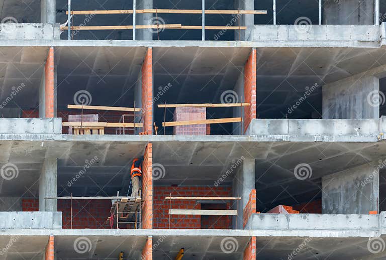 Fragment of the Facade of the Building, Built by the Monolithic-frame ...